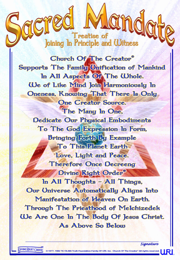 Sacred Mandate – Church of the Creator®